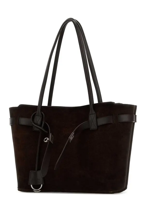 Balenciaga Dark Suede Medium Bel Air Shopping Bag - Brown