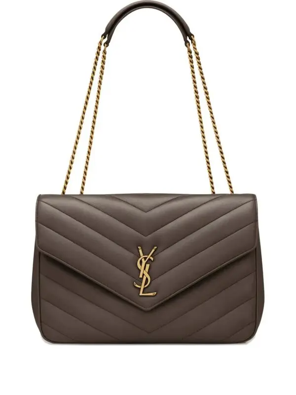 Saint Laurent New Loulou Large Bag In Matelassé Lambskin - Gray