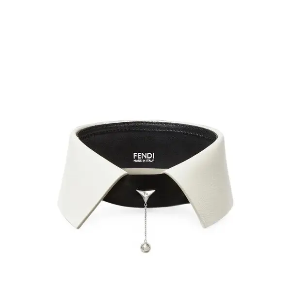Fendi Leather Point Collar Necklace - White