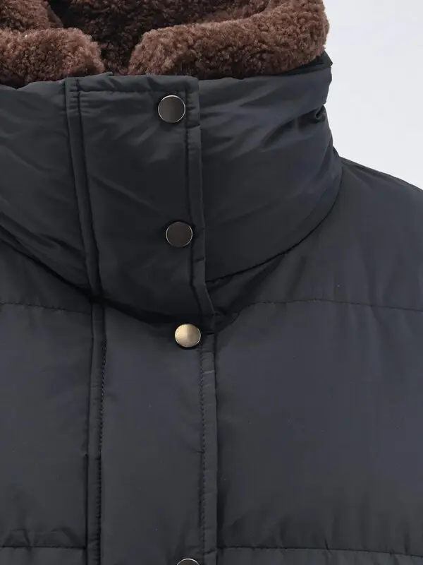 Brunello Cucinelli Down Jacket With Shearling Collar - Multicolor