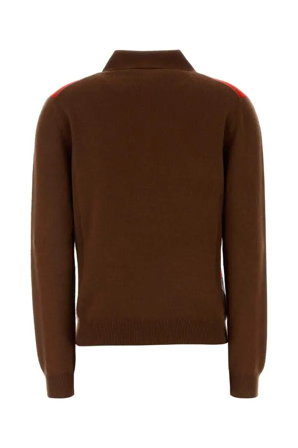 Prada Cashmere Argyle Polo Shirt - Brown