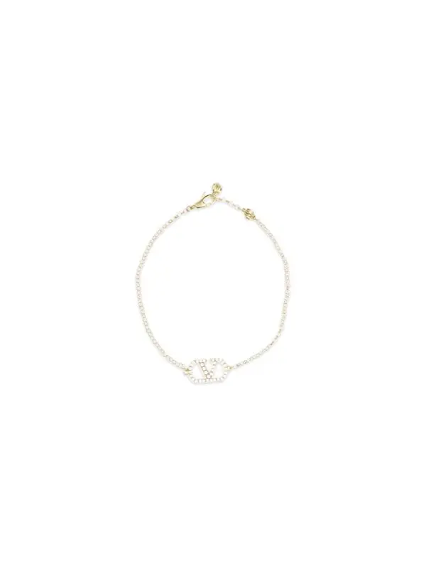 Valentino Garavani Vlogo Signature Bracelet In Metal And Swarovski Crystals - Gold
