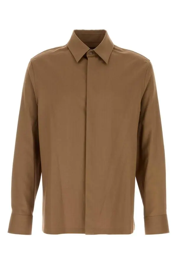Fendi Camel Wool Shirt - Brown