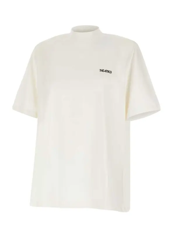 Attico High-neck T-shirt With Logo Print - White