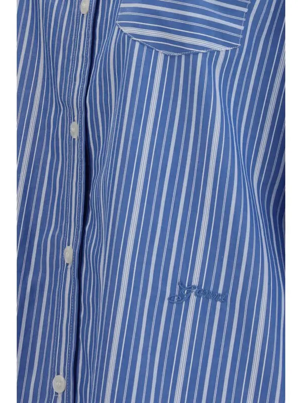 GANNI Striped Cotton Shirt - Blue