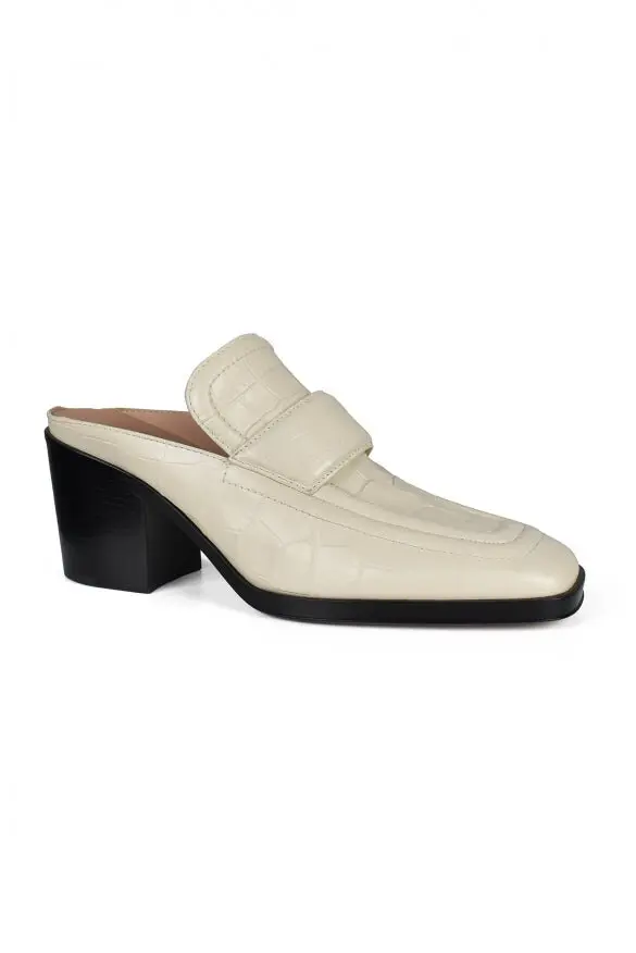 Bottega Veneta Croc Effect Leather Mules