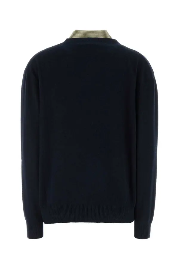 Miu Miu Navy Wool Blend Polo Shirt