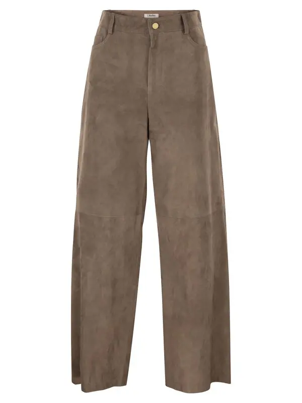 Max Mara Wide-leg Lambskin Trousers - Brown