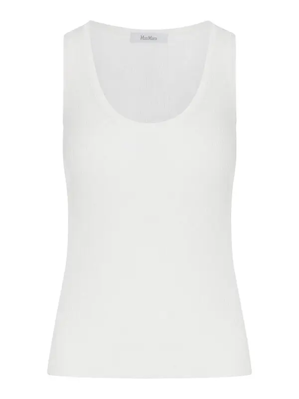 Max Mara Fitted Ribbed Top In Viscose Crepe - White