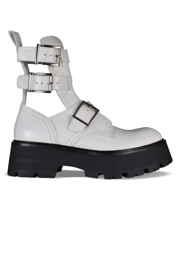 Alexander McQueen Rave Buckle Boots - White