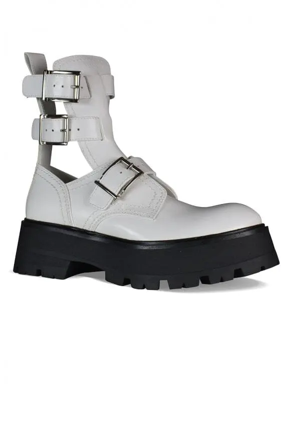 Alexander McQueen Rave Buckle Boots - White