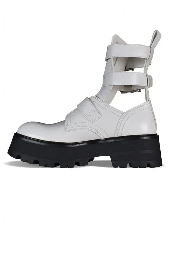 Alexander McQueen Rave Buckle Boots - White