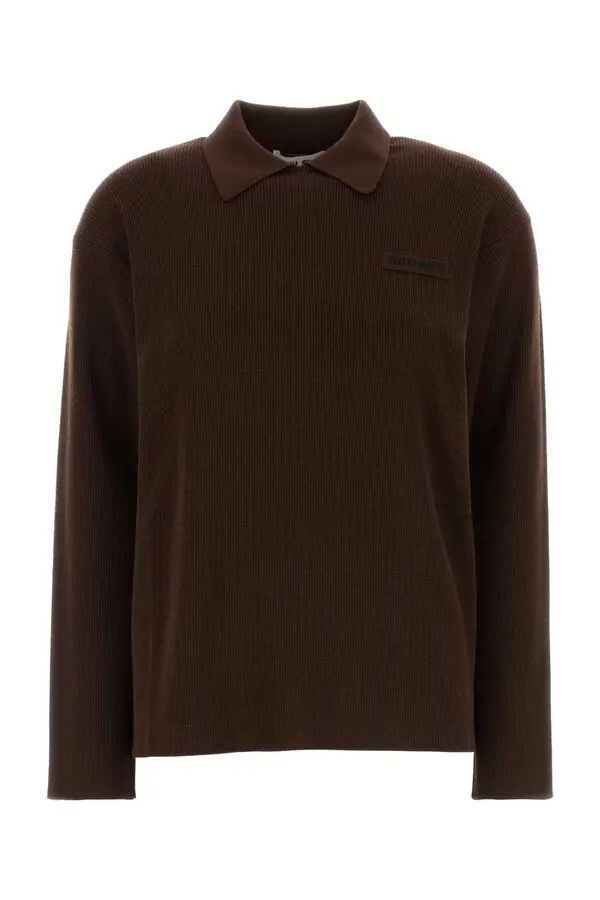 Miu Miu Chocolate Wool Polo Shirt - Brown