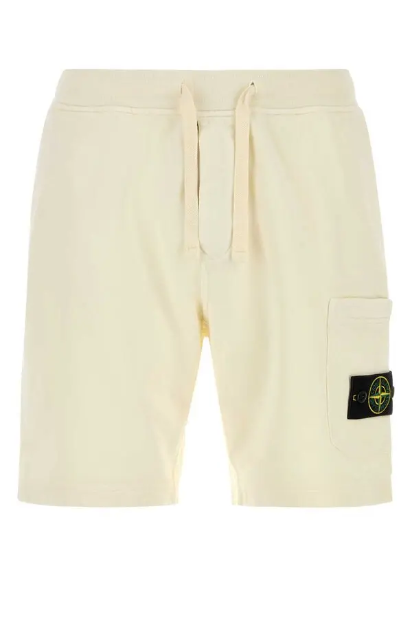 Stone Island Ivory Cotton Bermuda Shorts