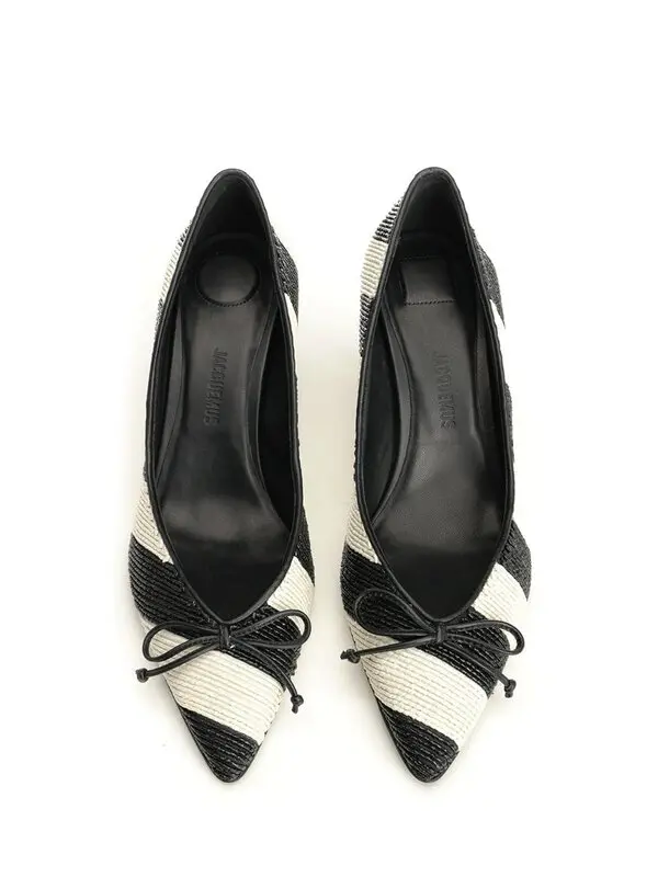 Jacquemus Striped Faux Raffia Décolleté Pumps - White