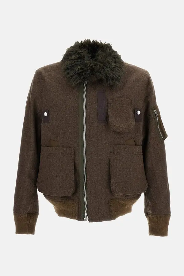 Sacai Wool Melton Bomber Jacket - Multicolor