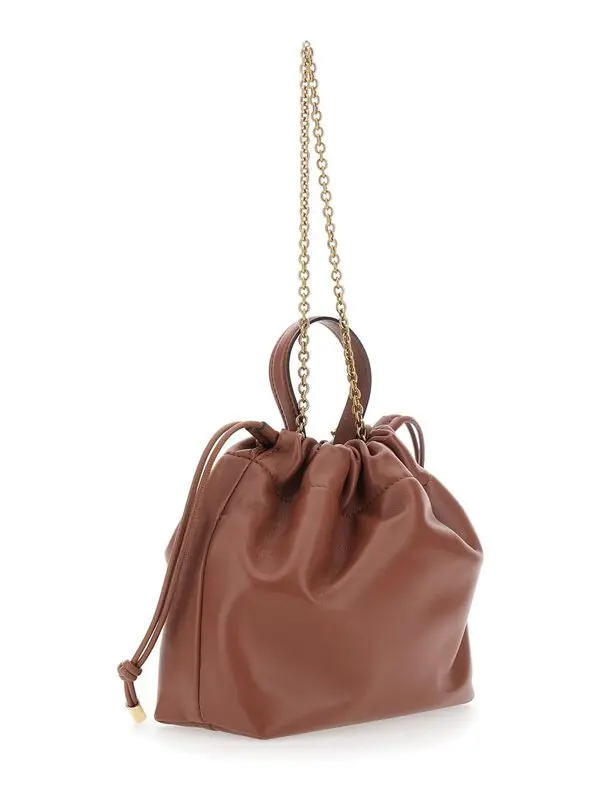 Chloé Icons' Shoulder Bag With Drawstring Closure And Leather Chain Strap In Leather For - Brown