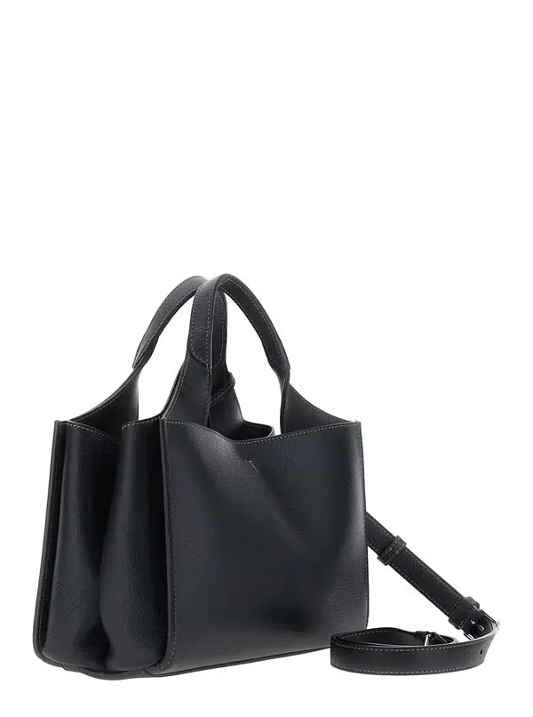 TOD'S Black Handbag With Adjustable And Removable Shoulder Strap And T Plate On The Front In Leather For - Multicolor