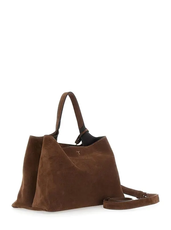 TOD'S Suede Handbag With T Plaque And Adjustable Strap - Multicolor