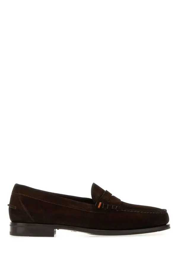 Santoni Dark Suede Quentin Loafers