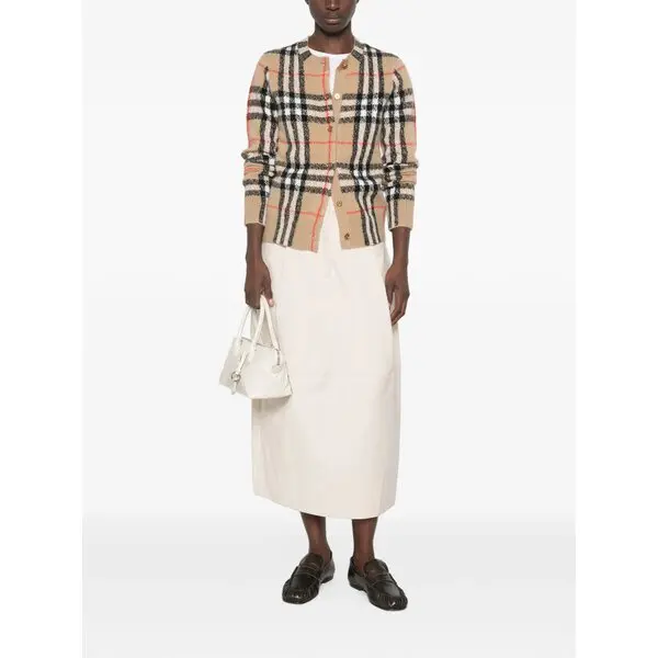 Burberry Check Cashmere Cardigan - Cream