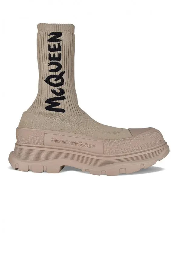 Alexander McQueen Graffiti Tread Slick Boots - Cream