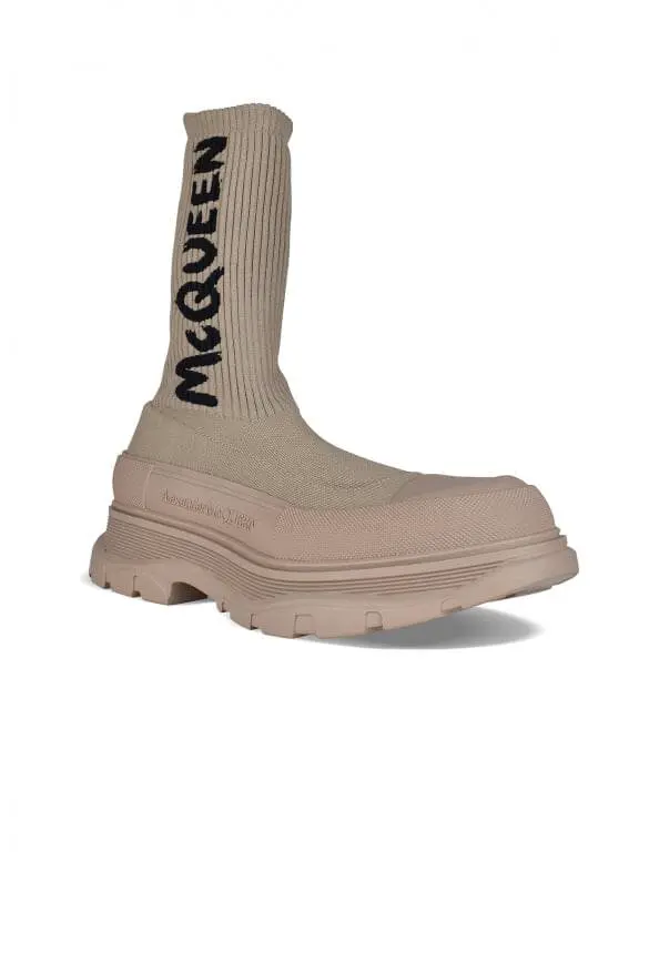 Alexander McQueen Graffiti Tread Slick Boots - Cream