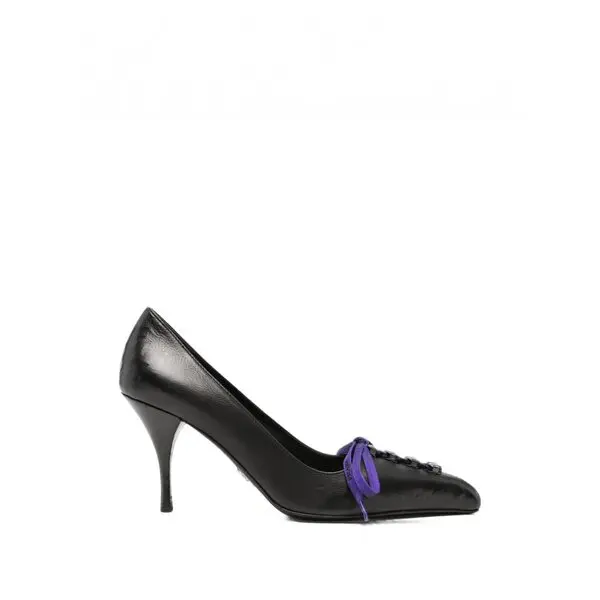 Prada Leather Pointed Toe Slip-on Pumps - Black