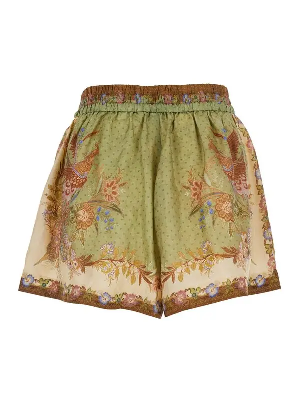 Zimmermann Indra Shorts With Elasticated Drawstring Waist And All-over Print In Silk For - Multicolor