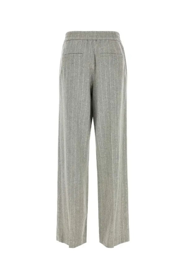 Brunello Cucinelli Embroidered Wool Blend Pant - Multicolor