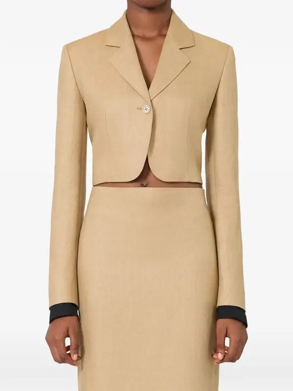Max Mara Linen Diagonal Crop Jacket