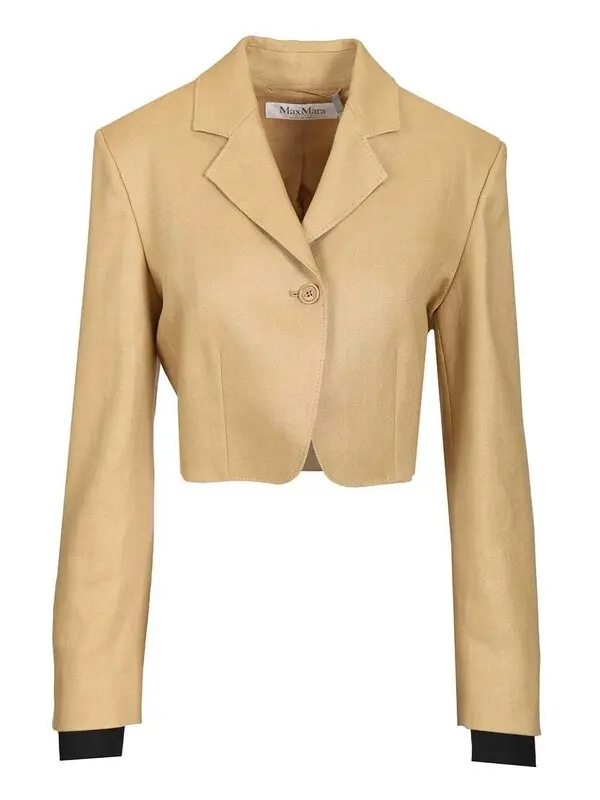 Max Mara Linen Diagonal Crop Jacket - Cream