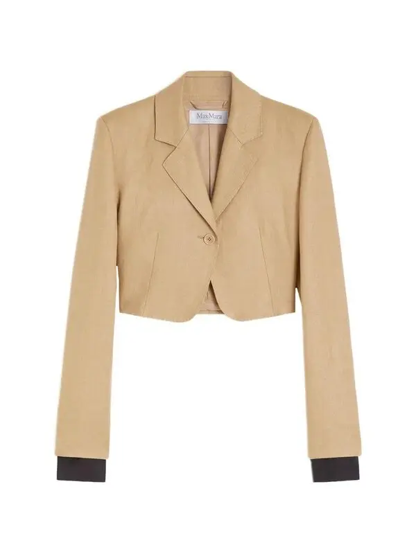 Max Mara Linen Diagonal Crop Jacket - Cream