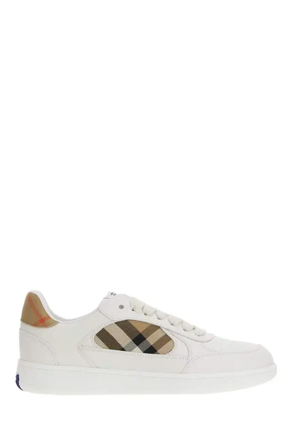 Burberry Checked Paneled Lace Up Sneakers - Multicolor