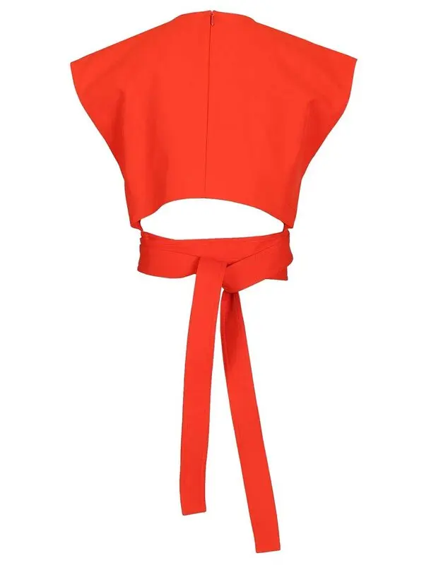 Alaïa Cropped Top In Cotton Gabardine With Band - Red