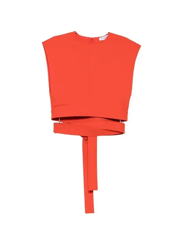 Alaïa Cropped Top In Cotton Gabardine With Band - Red