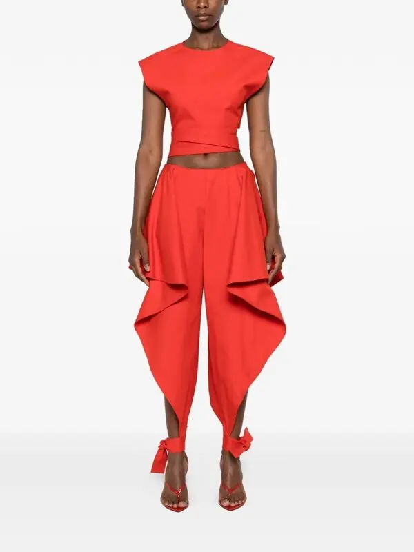 Alaïa Cropped Top In Cotton Gabardine With Band - Red