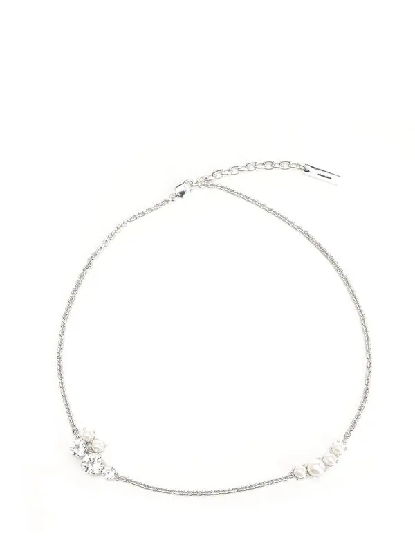 Givenchy Crystal Pearl Mixed Y-s Necklace - Silver