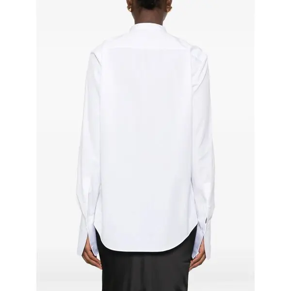 Fendi Cotton Bib Front Band Collar Shirt - White