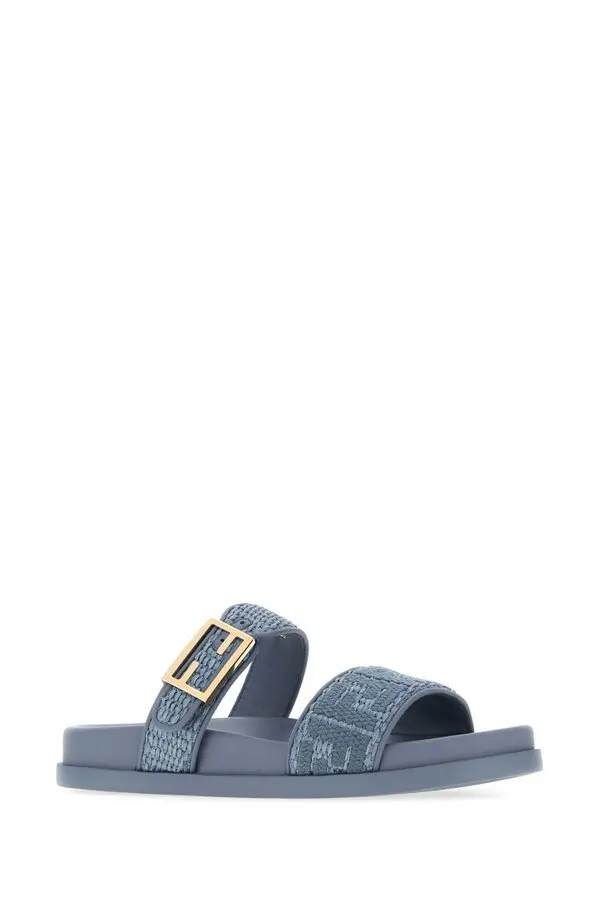 Fendi Cerulean Raffia Feel Slippers