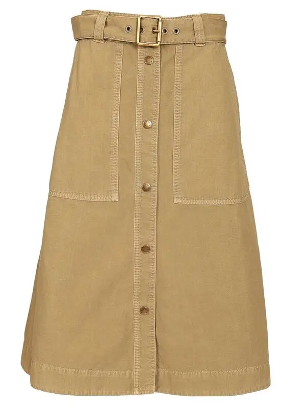 Moncler Cotton Midi Skirt With Belt - Cream
