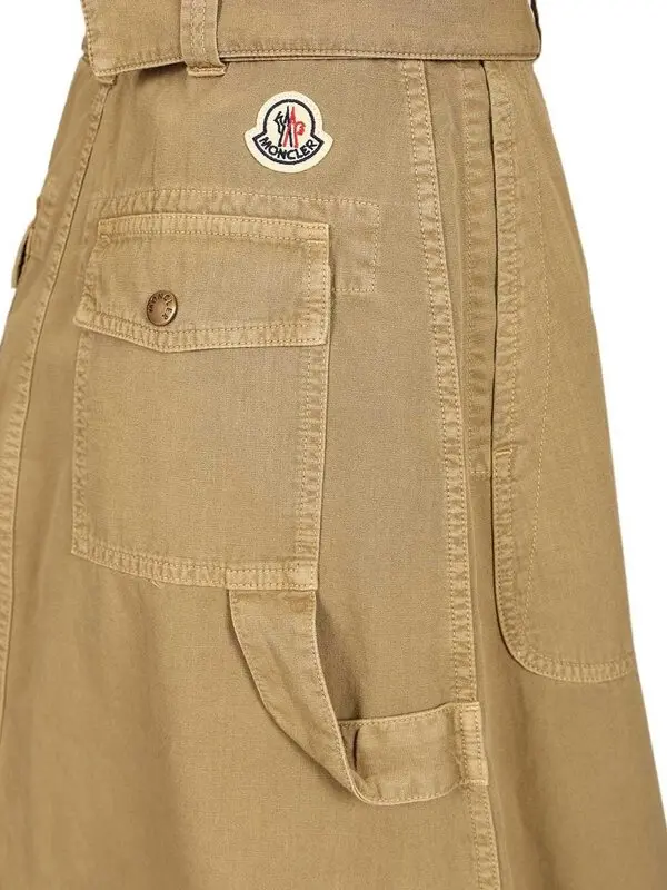 Moncler Cotton Midi Skirt With Belt - Cream