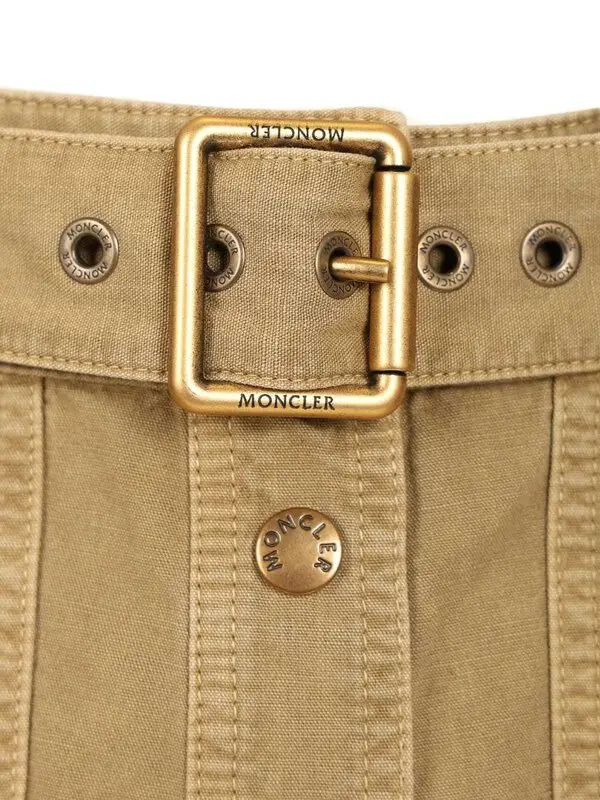 Moncler Cotton Midi Skirt With Belt - Cream