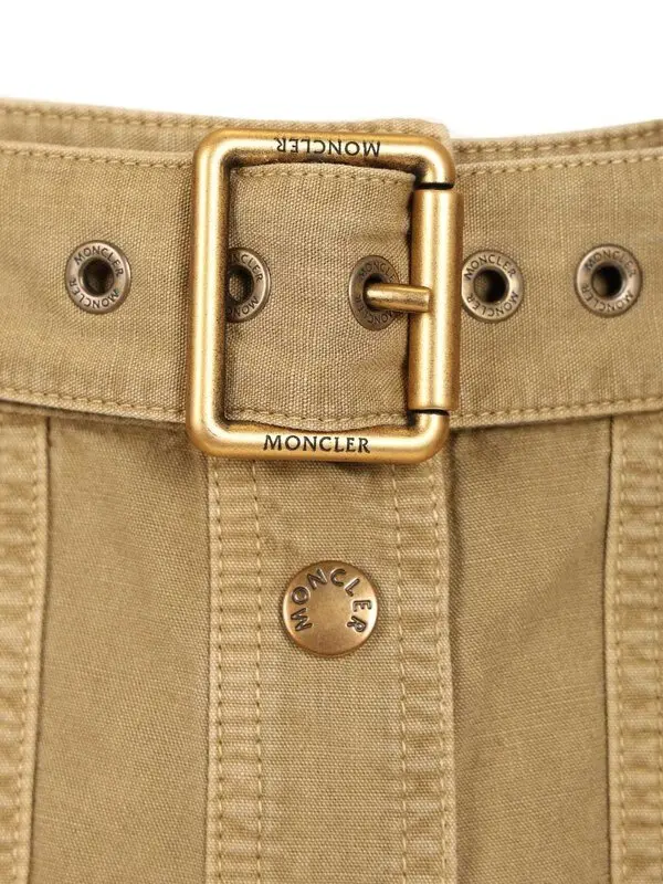 Moncler Cotton Midi Skirt With Belt - Cream