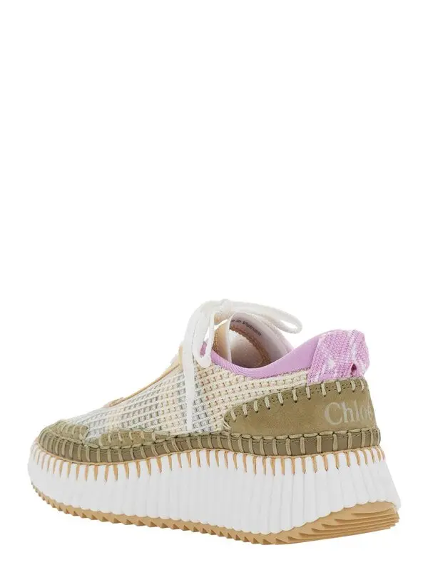 Chloé Nama' Beige Sneakers With High Platform And Contrasting Details In Suede For - Multicolor