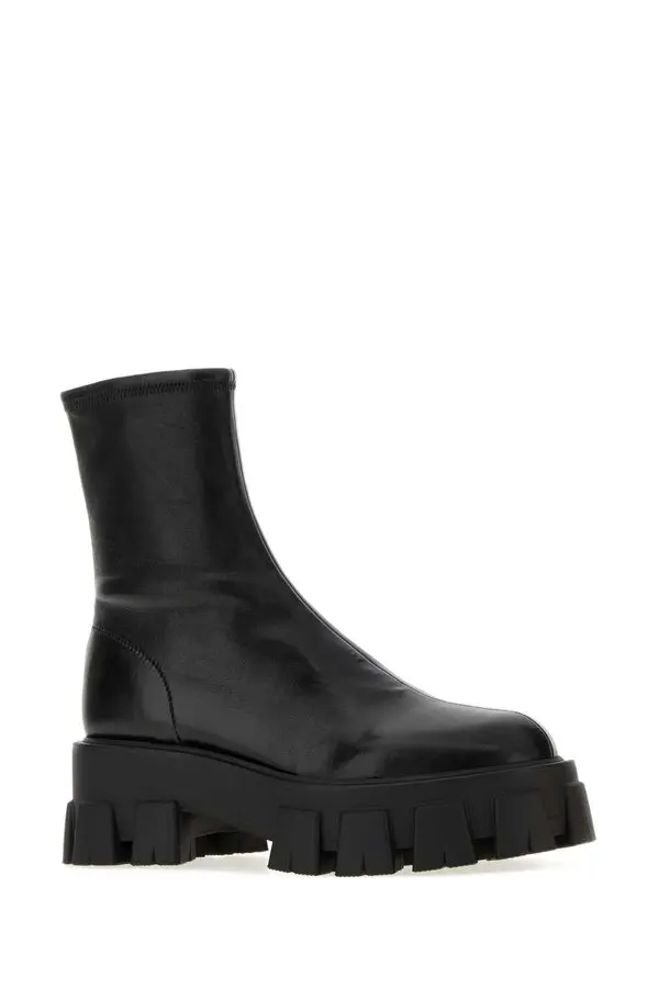 Prada Nappa Leather Monolith Ankle Boots