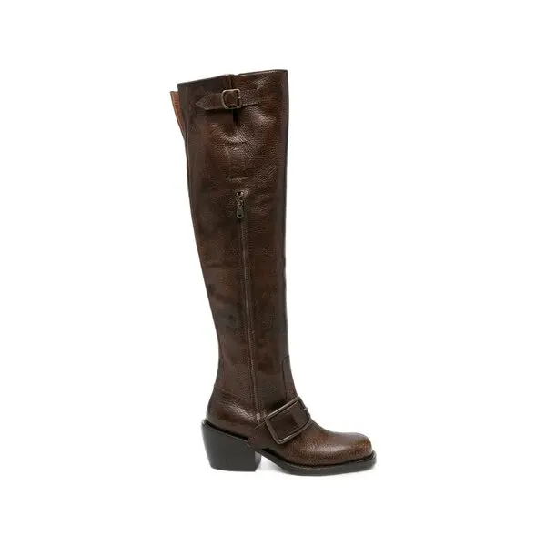 Dries Van Noten Calf Leather Square Toe Boots - Brown
