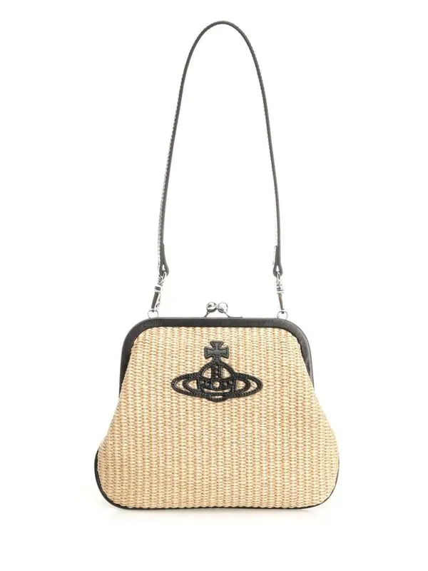 VIVIENNE WESTWOOD Woven Clutch With Shoulder Strap - Cream