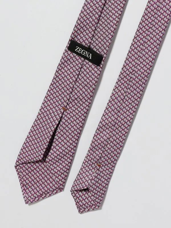 Zegna Silk Tie With All-over Sails Print - Pink