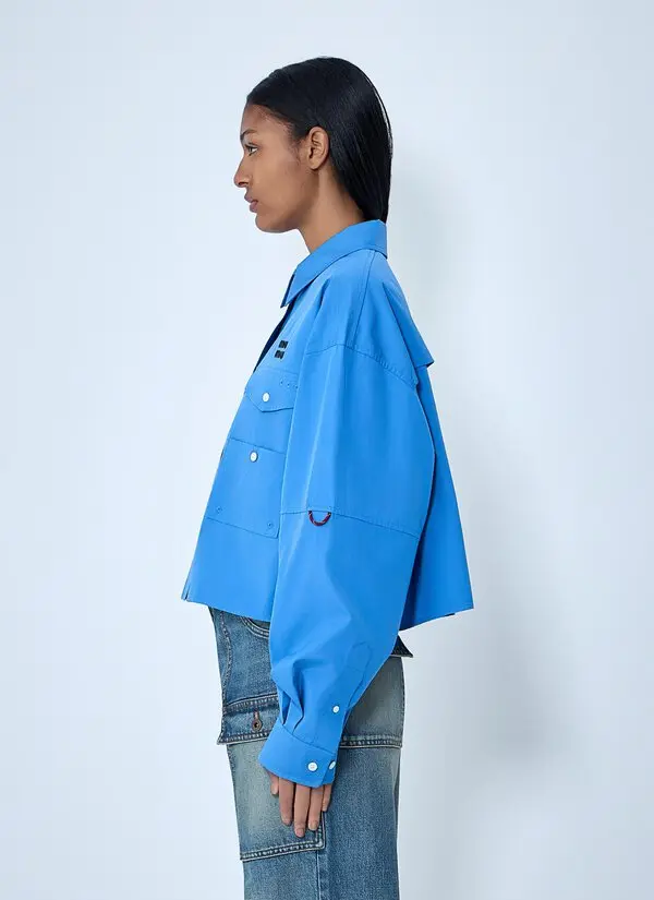 Miu Miu Cropped Cotton Poplin Utility Shirt